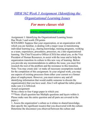 Hrm 562 Massive Success / snaptutorial.com