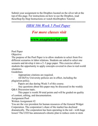 HRM 586 help A Guide to career/Snaptutorial | PDF