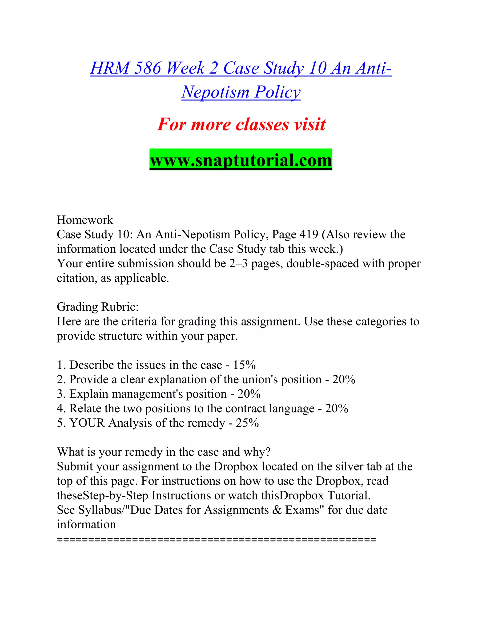 HRM 586 help Successful Learning/Snaptutorial | PDF