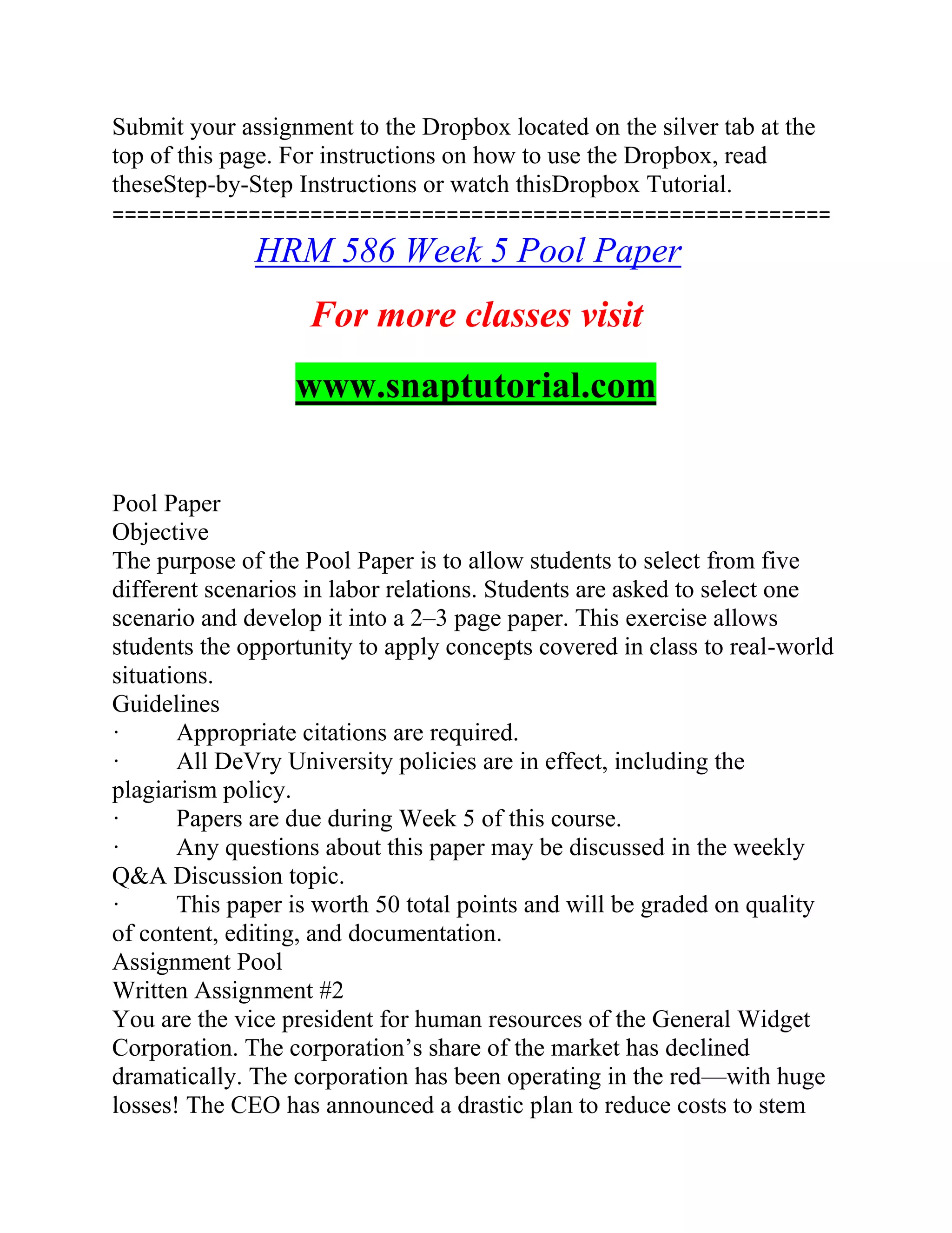 HRM 586 help Successful Learning/Snaptutorial | PDF