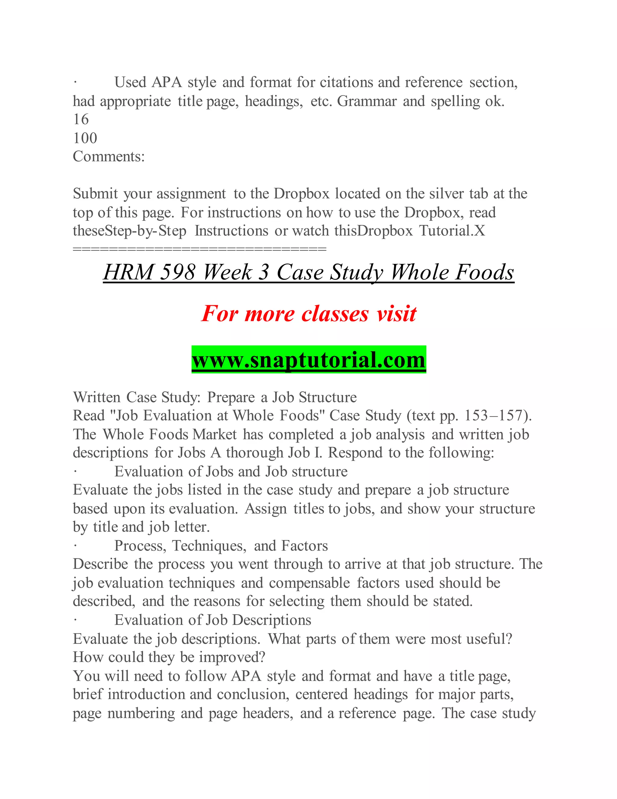 Hrm 598 Success Begins / snaptutorial.com