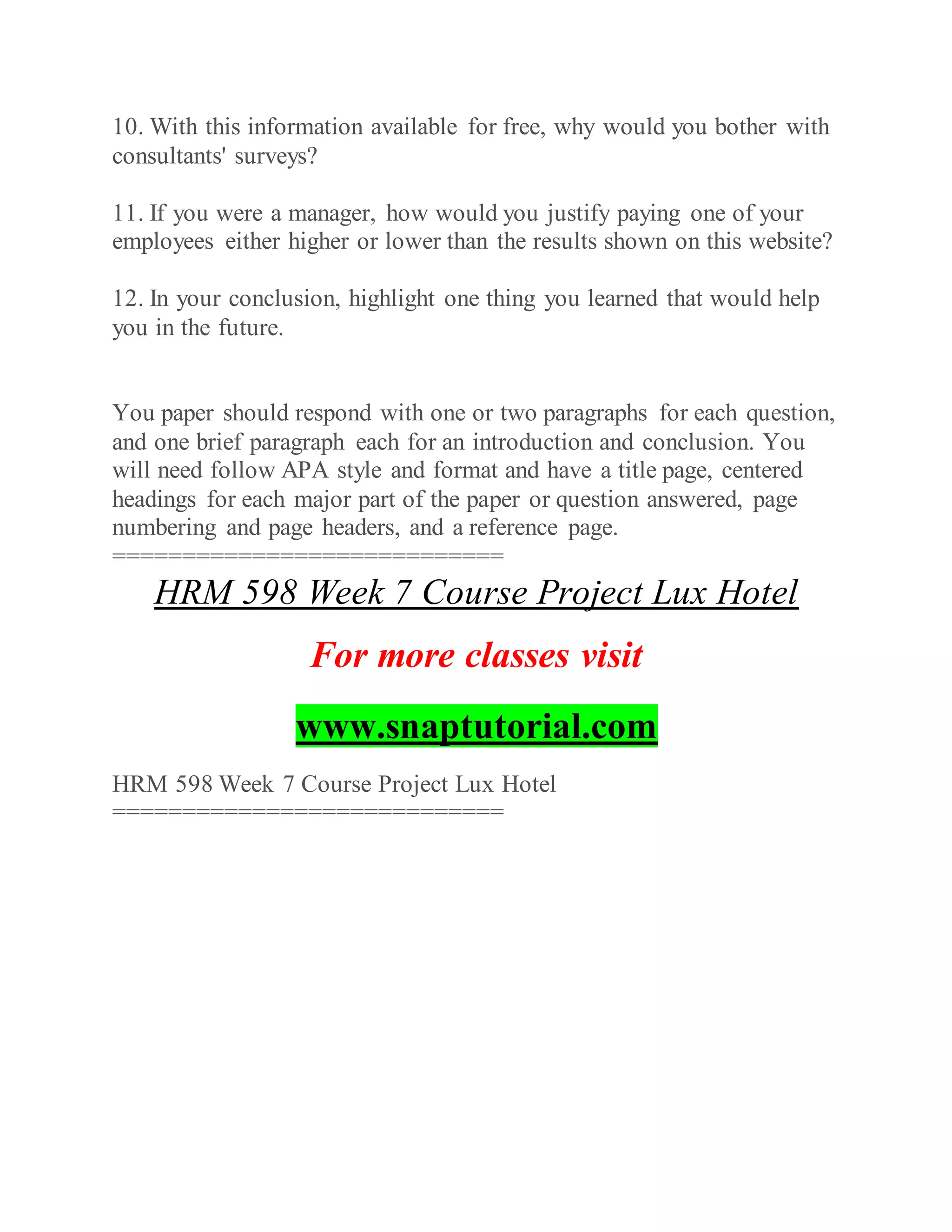 Hrm 598 Success Begins / snaptutorial.com