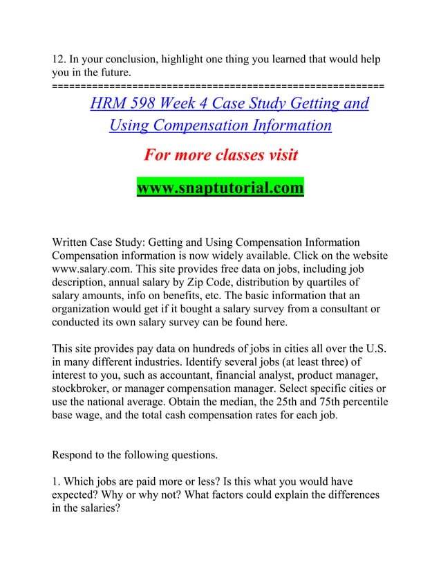 HRM 598 help A Guide to career/Snaptutorial | PDF | Resume Writing and Advice | Job Search