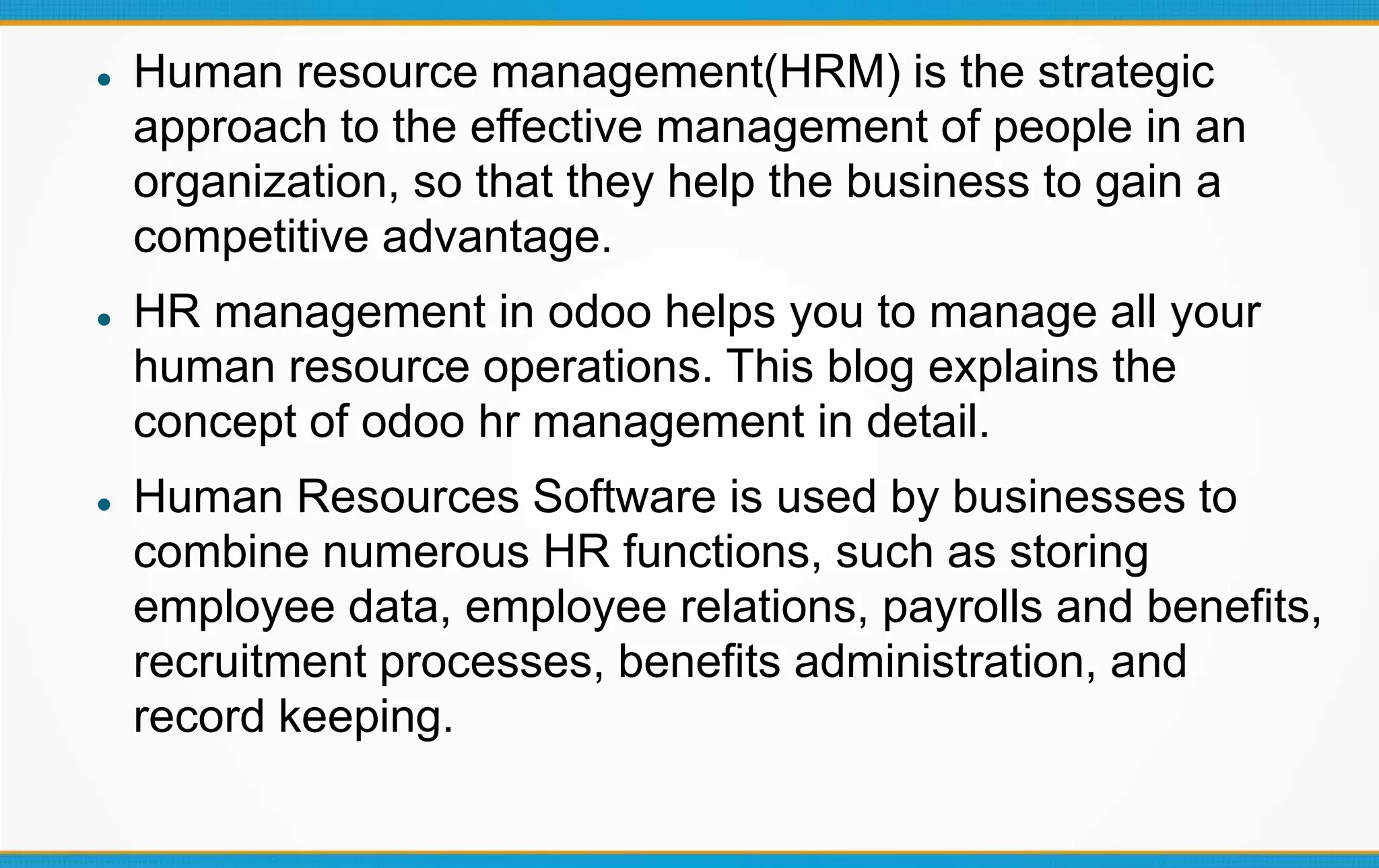 HR Management In Odoo | PPT