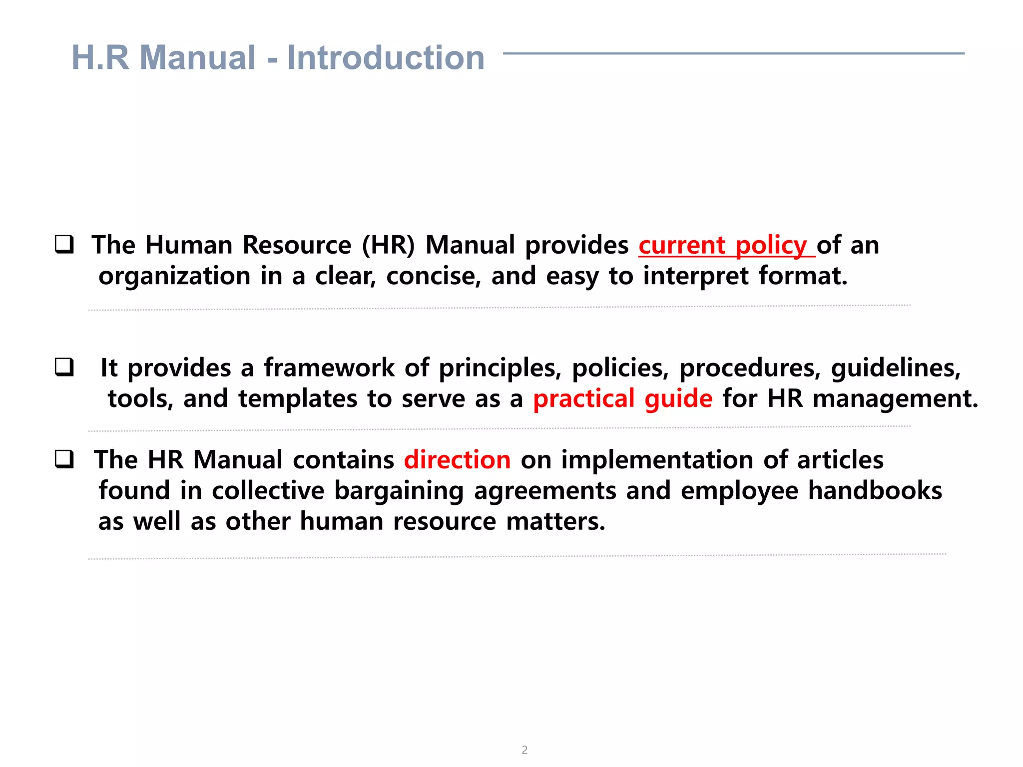 HR Manual : components and service conditions | PPTX