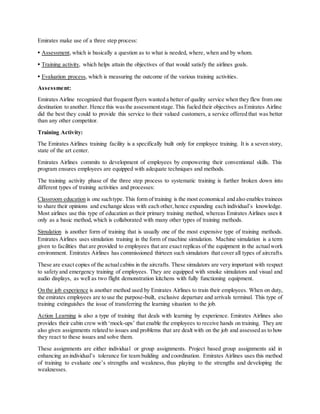 Training And Development Process of Emirates Cabin Crew | DOCX