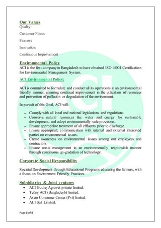 ACI company basic profile | DOCX