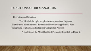 Function of Human Resource Manager | PPTX