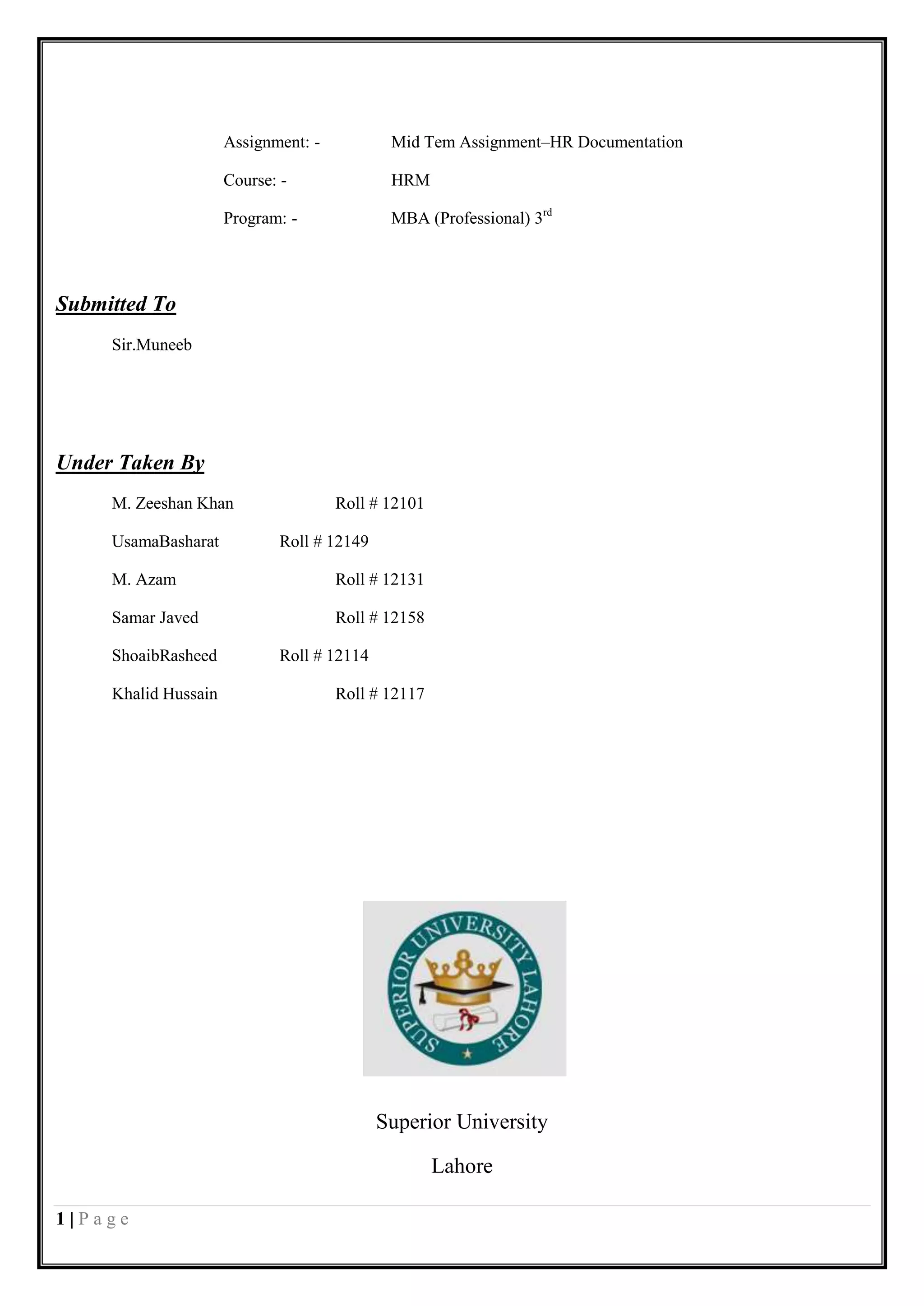 Hrm assignment final | PDF
