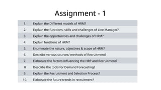 HRM Assignments with few important Questions | PPT