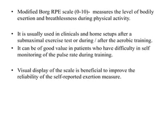 SUBJECTIVE AND OBJECTIVE MEASURE OF EXERCISE TESTING | PPTX