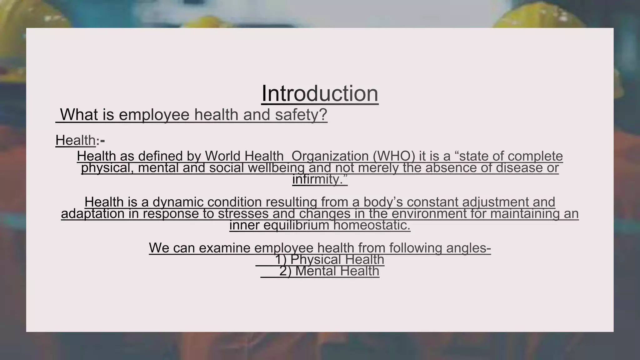 HUMAN RESOURCE MANAGEMENT CASE STUDY ON EMPLOYEE HEALTH AND SAFETY | PPTX