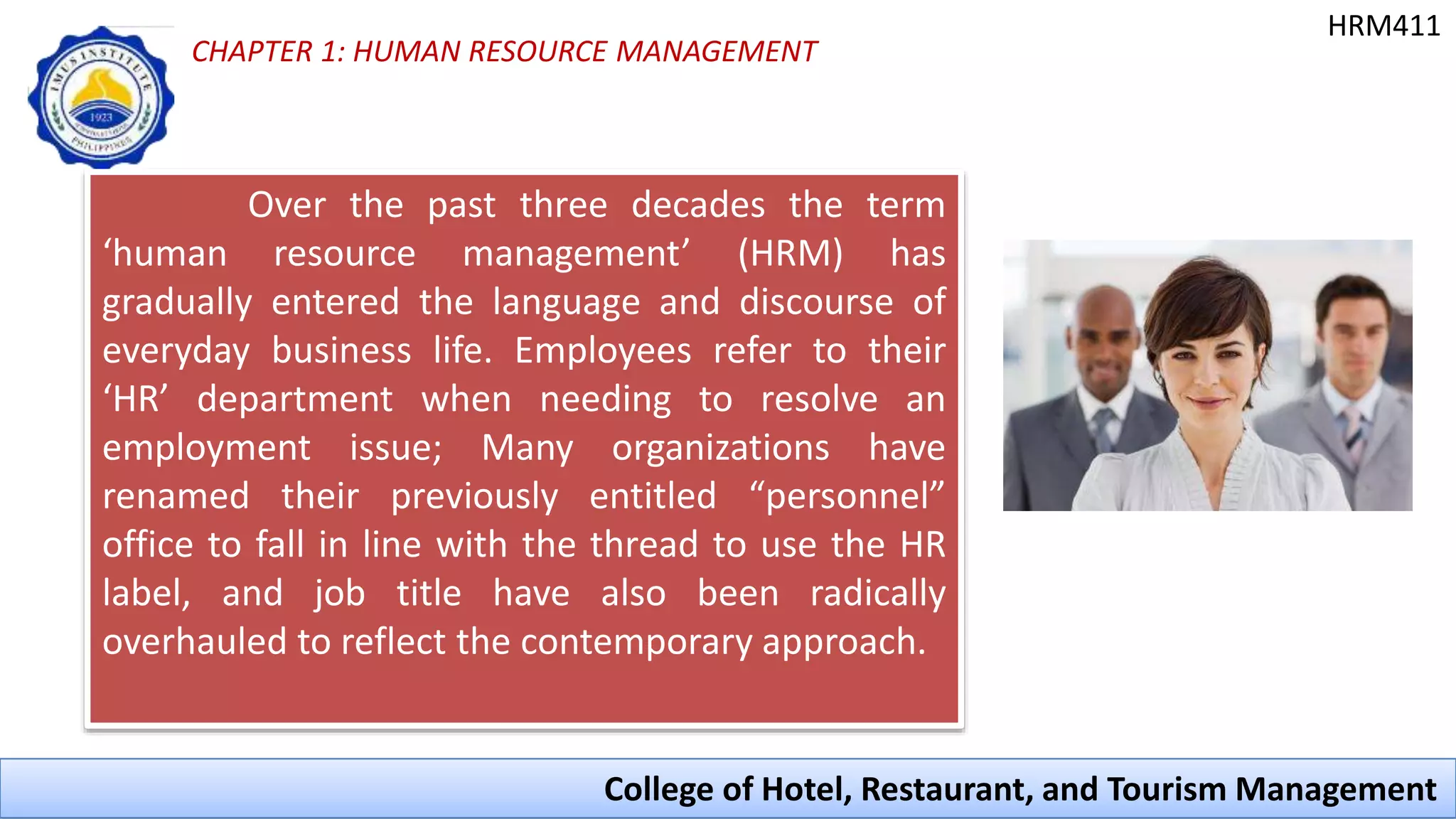 Introduction to Human Resource Management in Hospitality Industry | PPTX