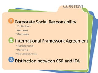 Corporate Social Responsibility and International Framework Agreement | PPT