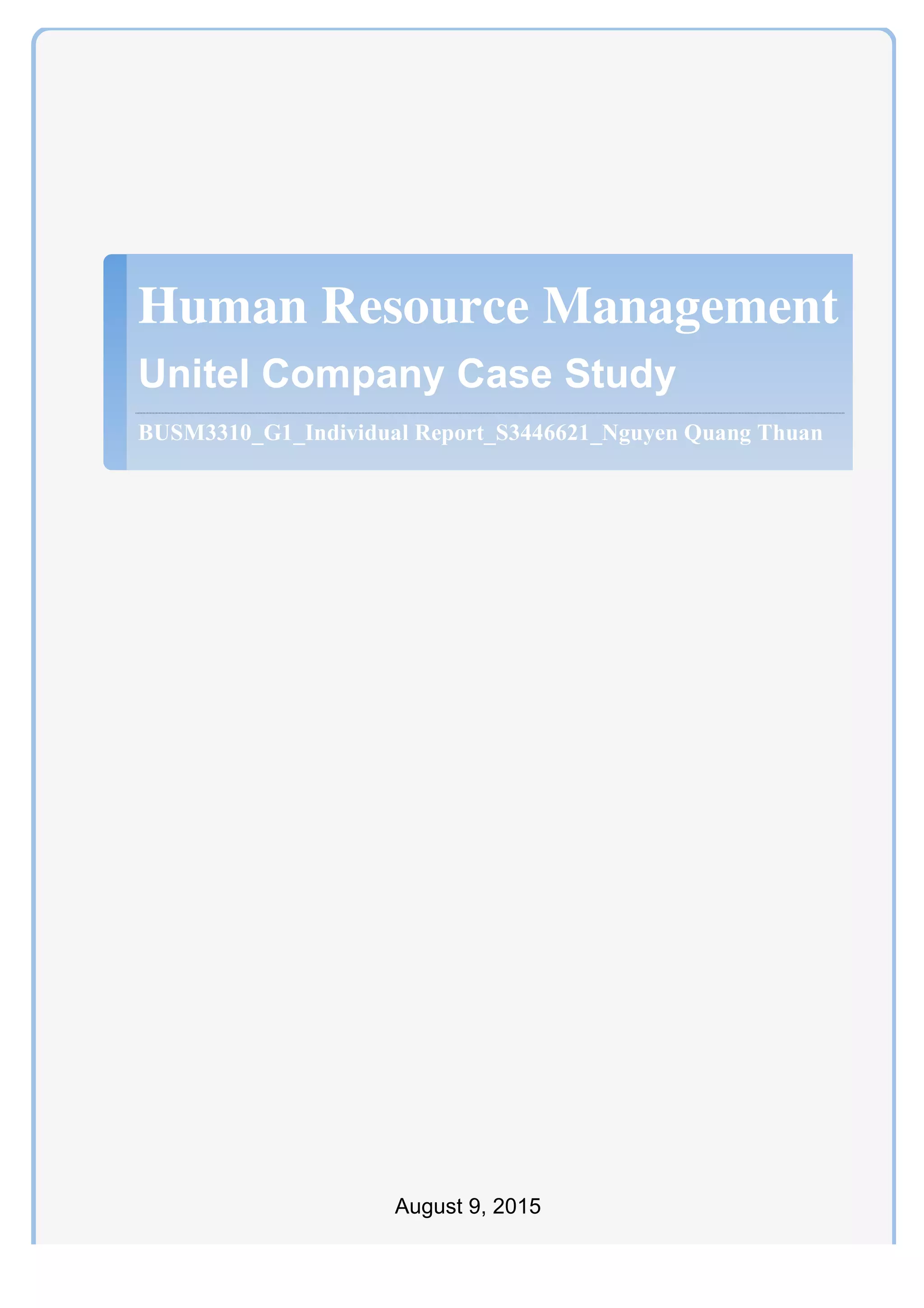 HRM Individial Report_s3446621_NguyenQuangThuan | PDF | Human Resources | Business
