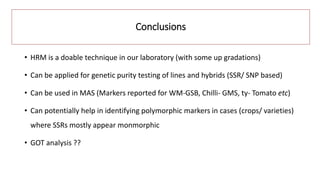 HRM in Plant Research.pptx | Chemistry | Science