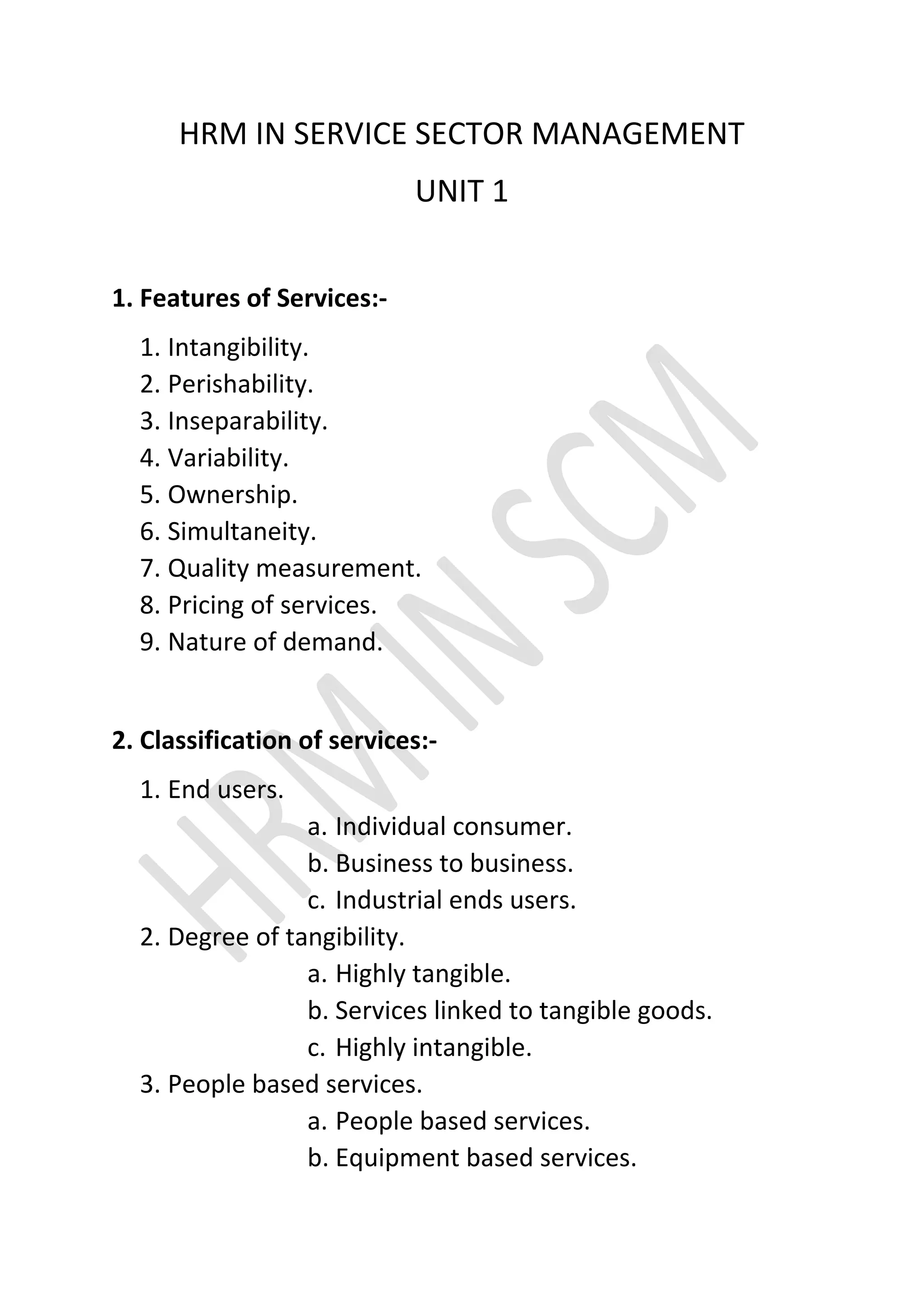 Hrm in service sector management TYBMS | PDF