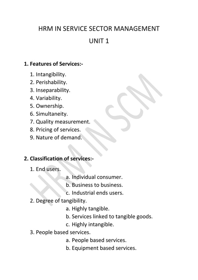 Hrm in service sector management TYBMS | PDF