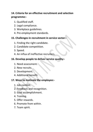 Hrm in service sector management TYBMS | PDF