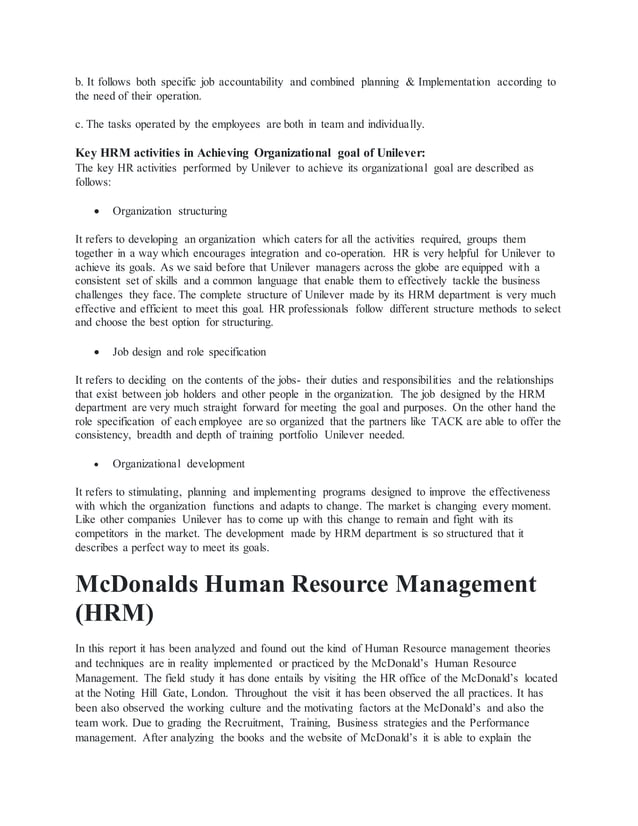 Hrm in unilever | DOCX | Human Resources | Business