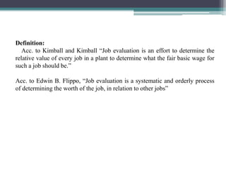 Hrm job evaluation | PPT