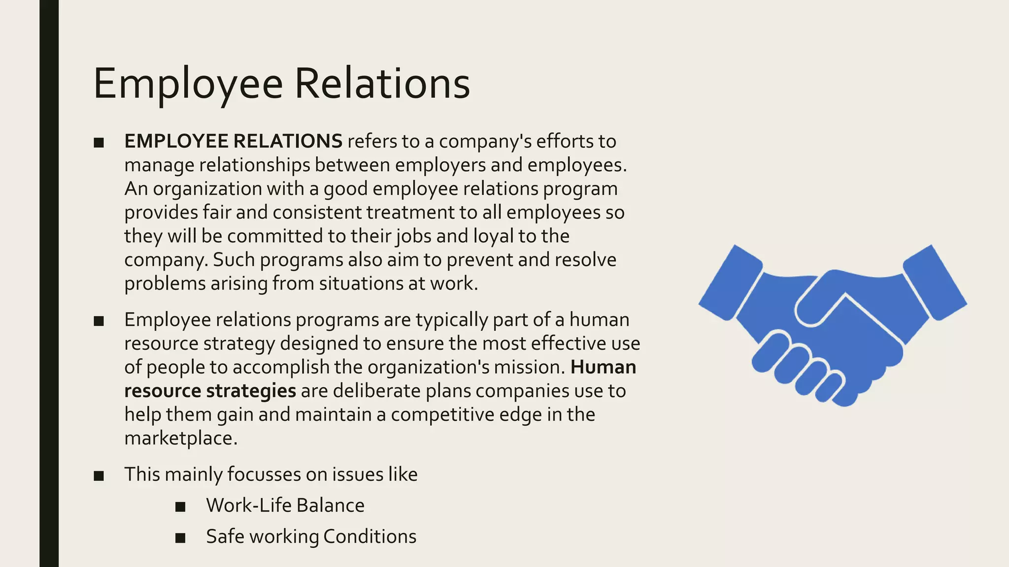 Employee relations and welfare in Human resources mangement | PPTX