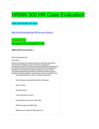 Hrmn 300 hr case evaluation | DOCX
