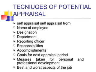 Potential Appraisal | PPT | Resume Writing and Advice | Job Search