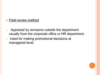 performance appraisal and its methods | PPT