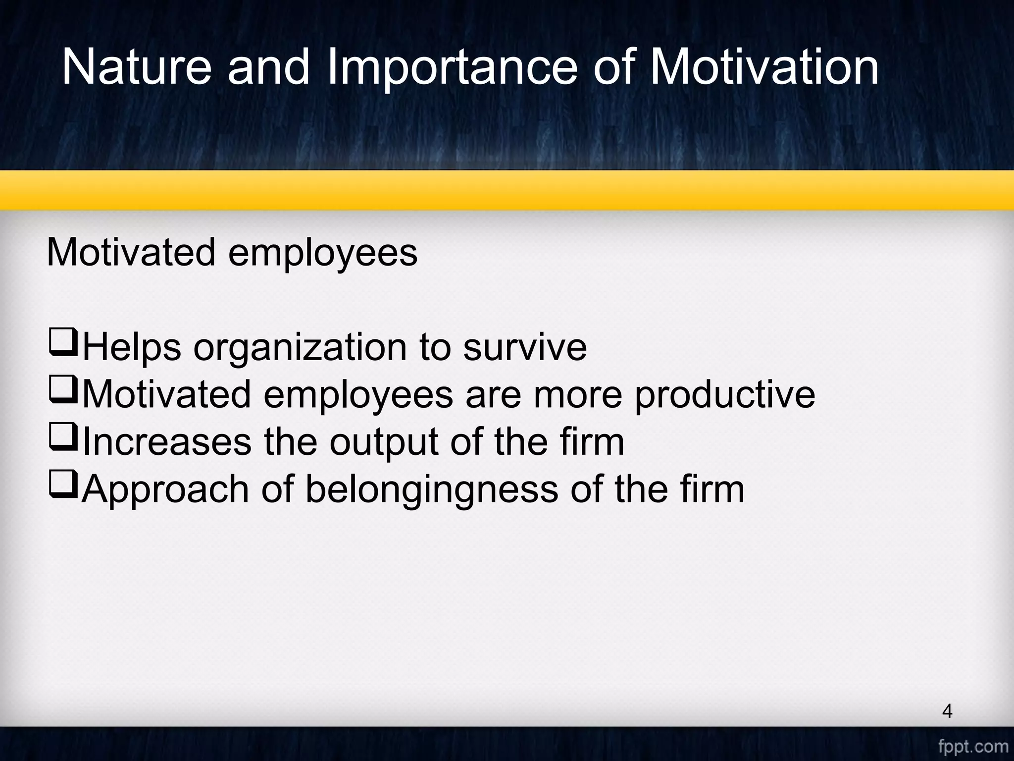 MOTIVATION IN HUMAN RESOURCE MANAGEMENT; | PPT