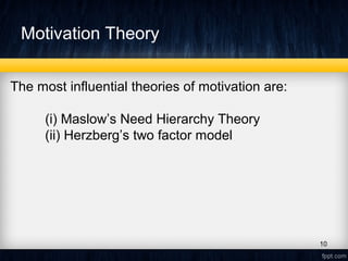 MOTIVATION IN HUMAN RESOURCE MANAGEMENT; | PPT