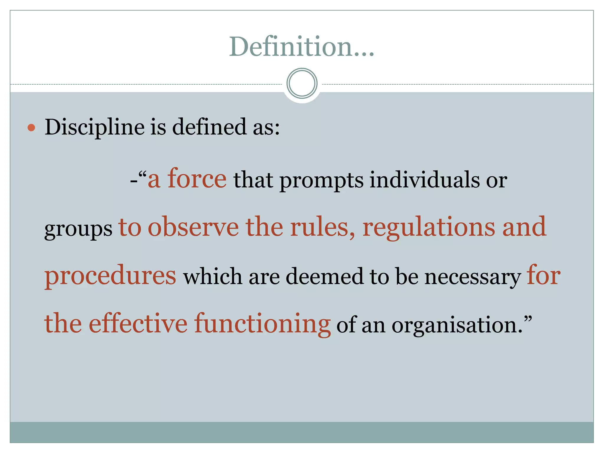 DISCIPLINE IN ORGANIZATION & STRESS MANAGEMENT | PPTX