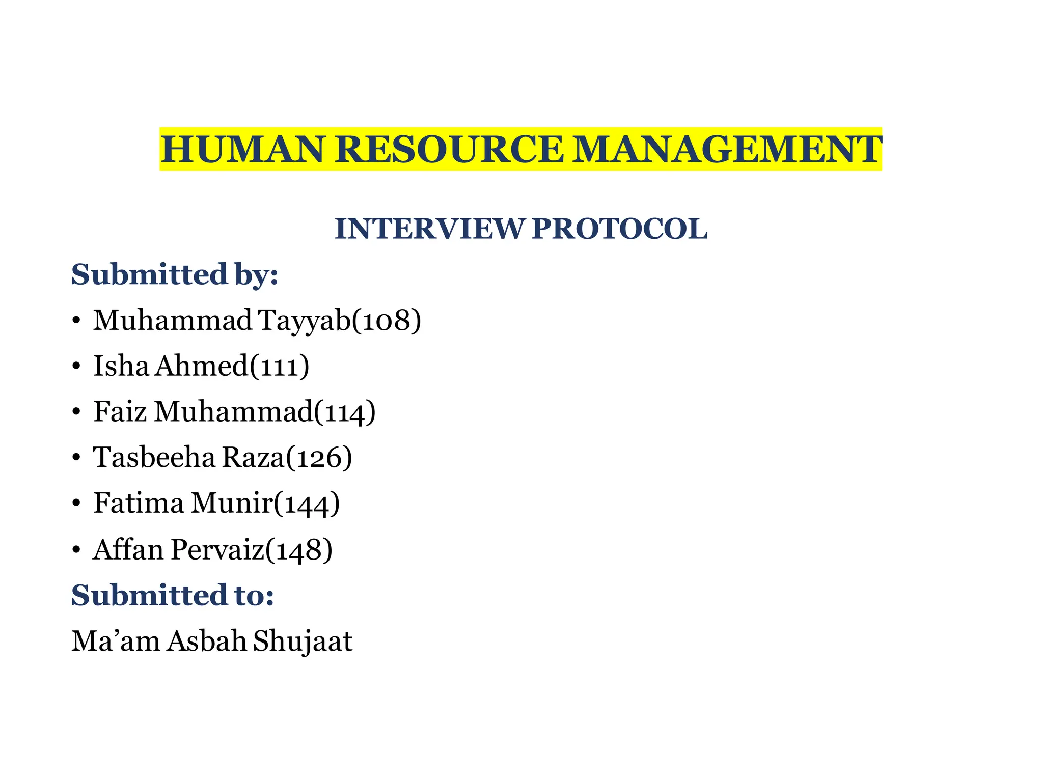 Human Resource Management project (ppt). | PPT