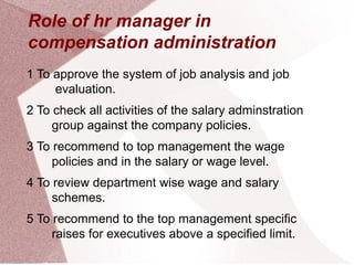 Hrm ppt compensation administration | PPT