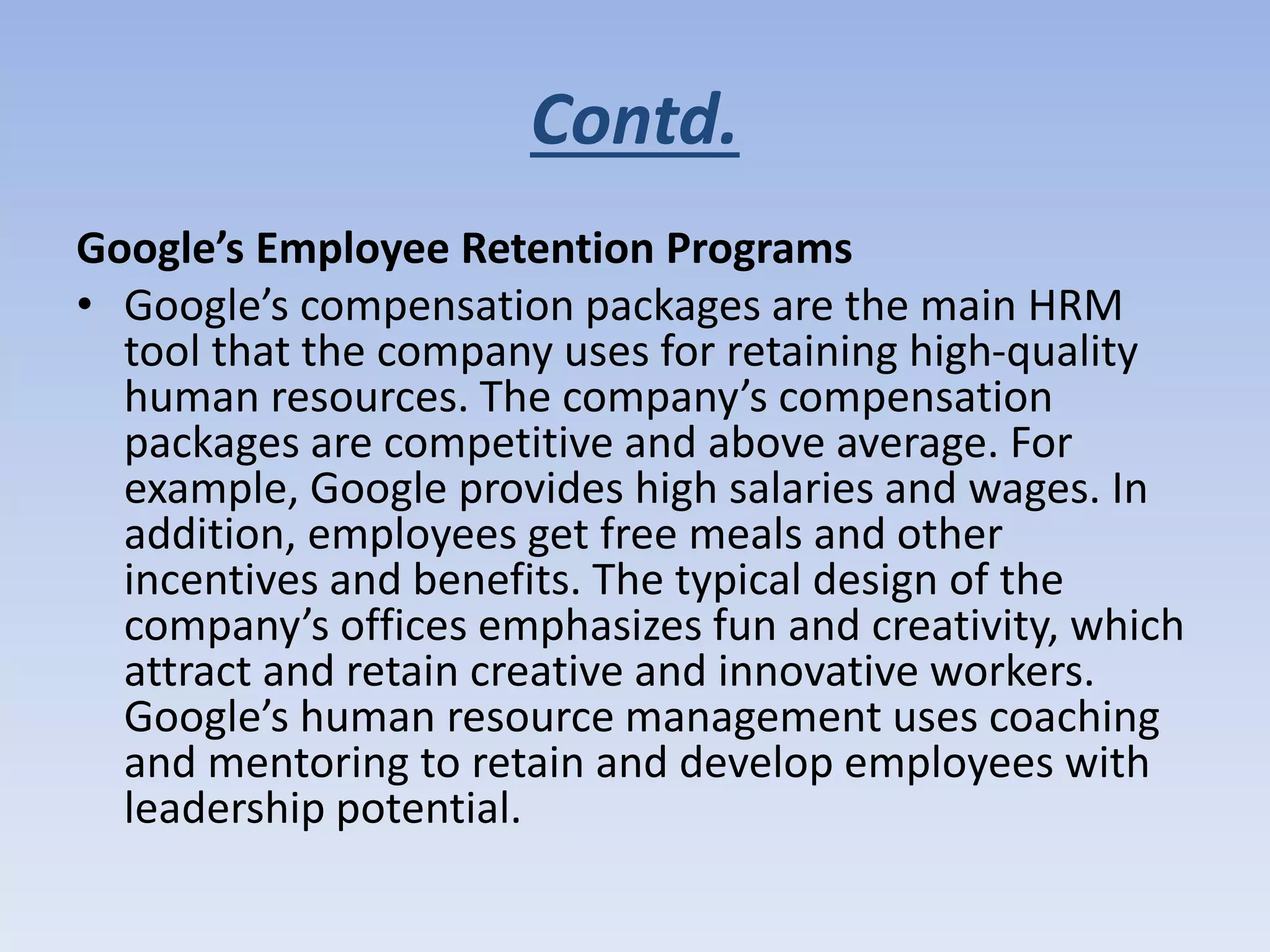 Human resource management practices at google | PPTX