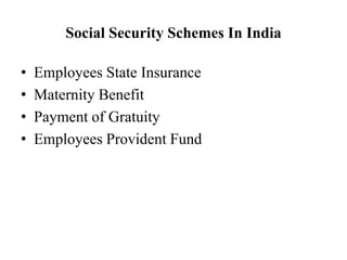 Social Security Schemes in India | PPTX