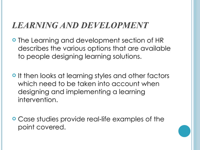 Learning & Development and the Performance management | PPT | Human ...