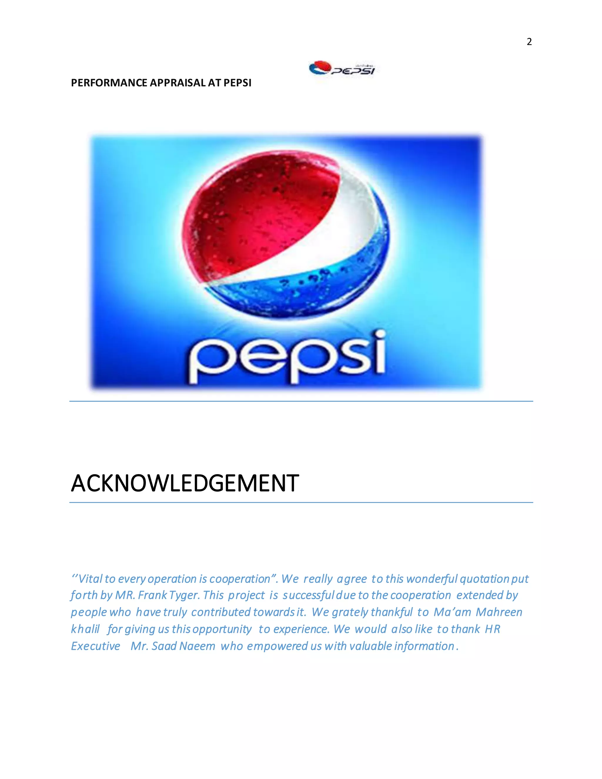 PEPSI PROJECT HRM | DOCX