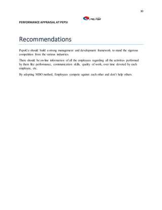 PEPSI PROJECT HRM | DOCX