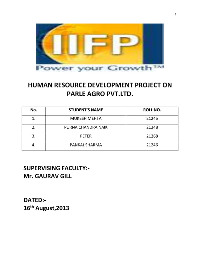 Hrm project on parle agro | DOCX