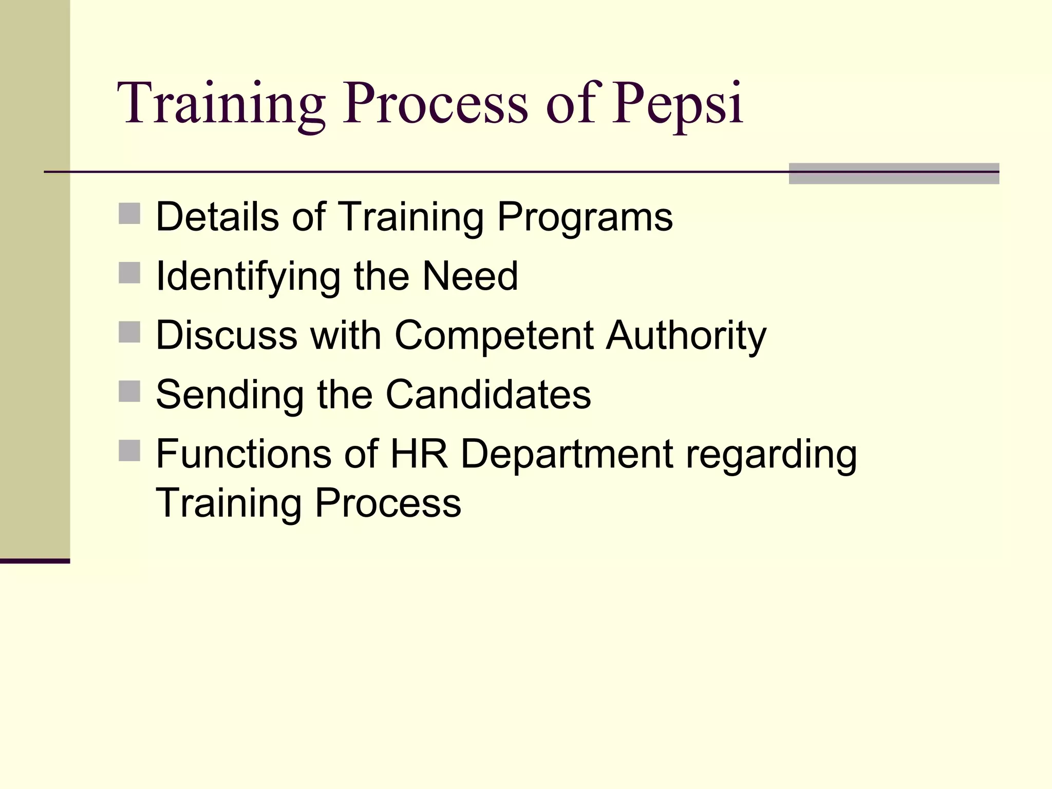 Coca Cola VS Pepsi Training Process | PPT