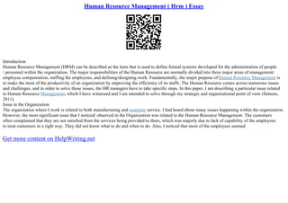 Hrm Reflective Essay | PPT