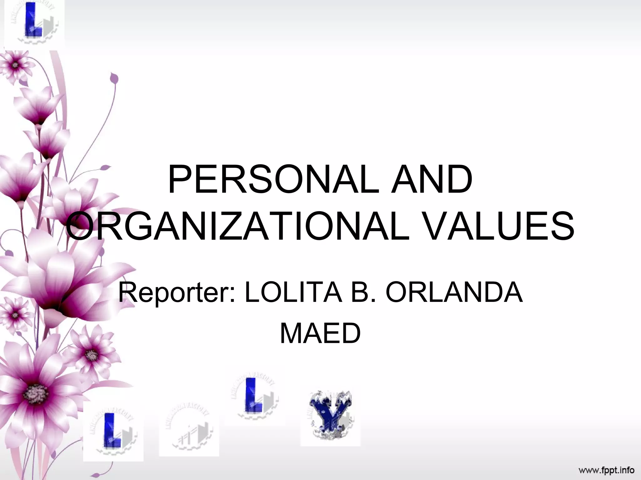 personal and organizational values | PPT