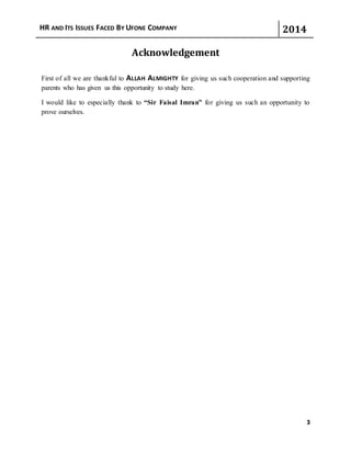 Hrm report on Ufone Company | DOCX