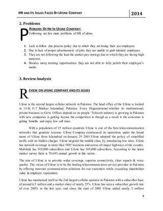 Hrm report on Ufone Company | DOCX