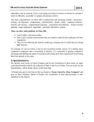 Hrm report on Ufone Company | DOCX