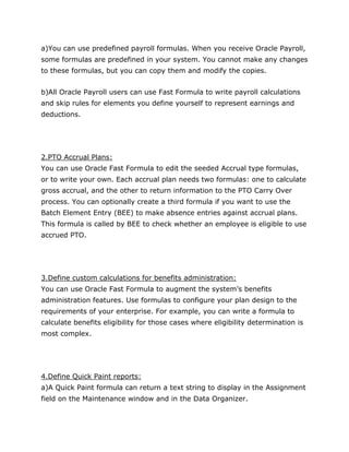 Oracle HRMS Fast Formula | DOCX