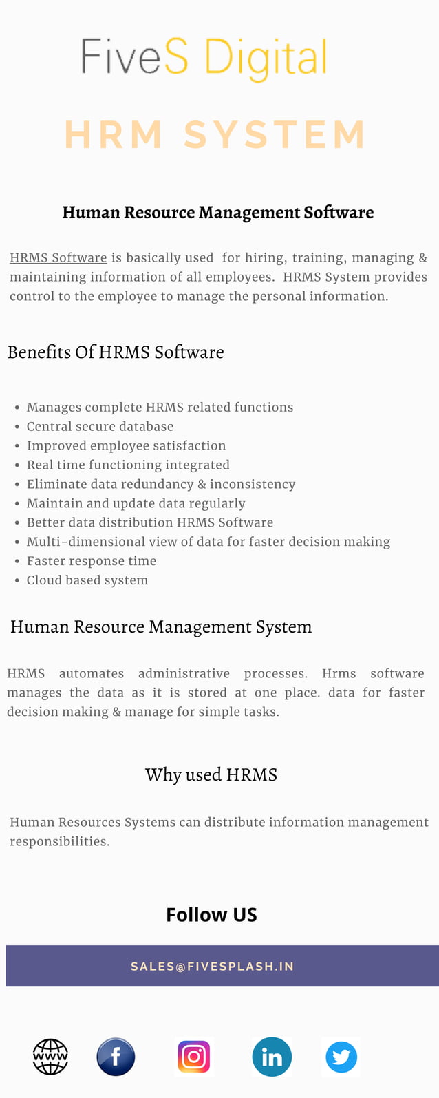 HRMS Software - FiveSdigital | PDF