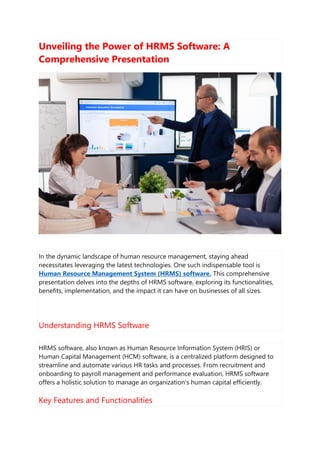 SHRMPro HRMS Software Solutions Presentation | PDF