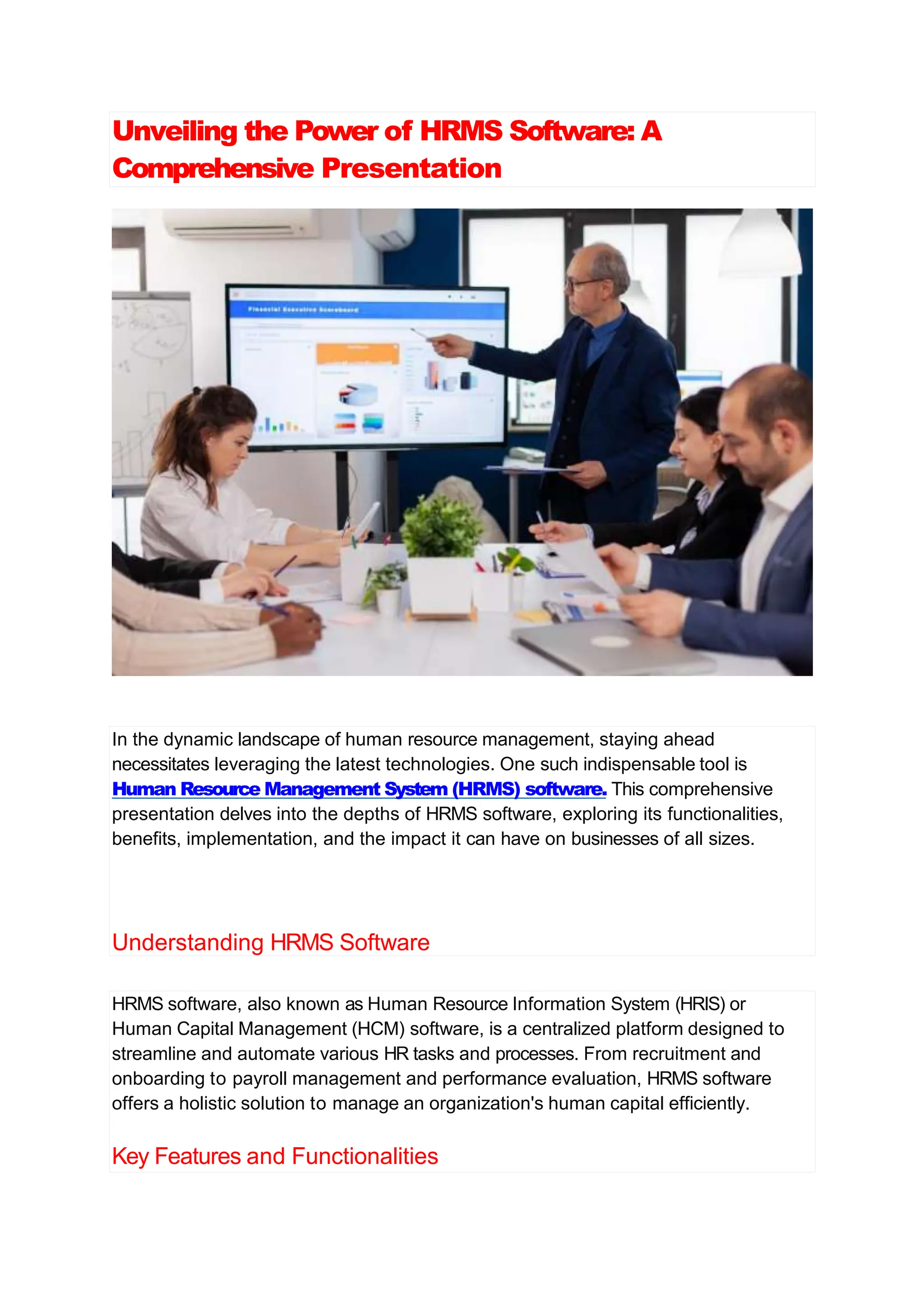 HRMS Software Solutions Presentation Shrmpro.pptx | Free Download
